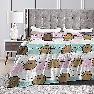 Denruny Cute Potatoes Pattern Printed Throw Blanket, 50"X40" Fleece Blanket for Bed Couch Sofa Traveling