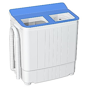 INTERGREAT Portable Washing Machine with Twin Tub, 17.6 Lbs Portable Washer and Dryer Combo, Mini Washing Machine for Camping, Dorms, College Apartments, RV, Rooms (Blue)