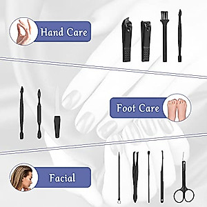 Nail Clippers Set with Stainless Steel Fingernail Clippers and Toenail Clippers, Portable 12 Pieces Set for Men and Women