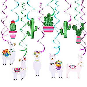 30 Pcs Llama Cactus Hanging Swirl Decorations Whole Llama Fun Llama Fiesta Baby Shower or Birthday Party Hanging Decor For Party Decoration Swirls
