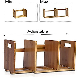 Salafey Expandable Desktop Bookshelf,Bamboo Desktop Bookcase,Mini Bookshelf Organizer Tabletop Bookshelf for Office Home Tabletop