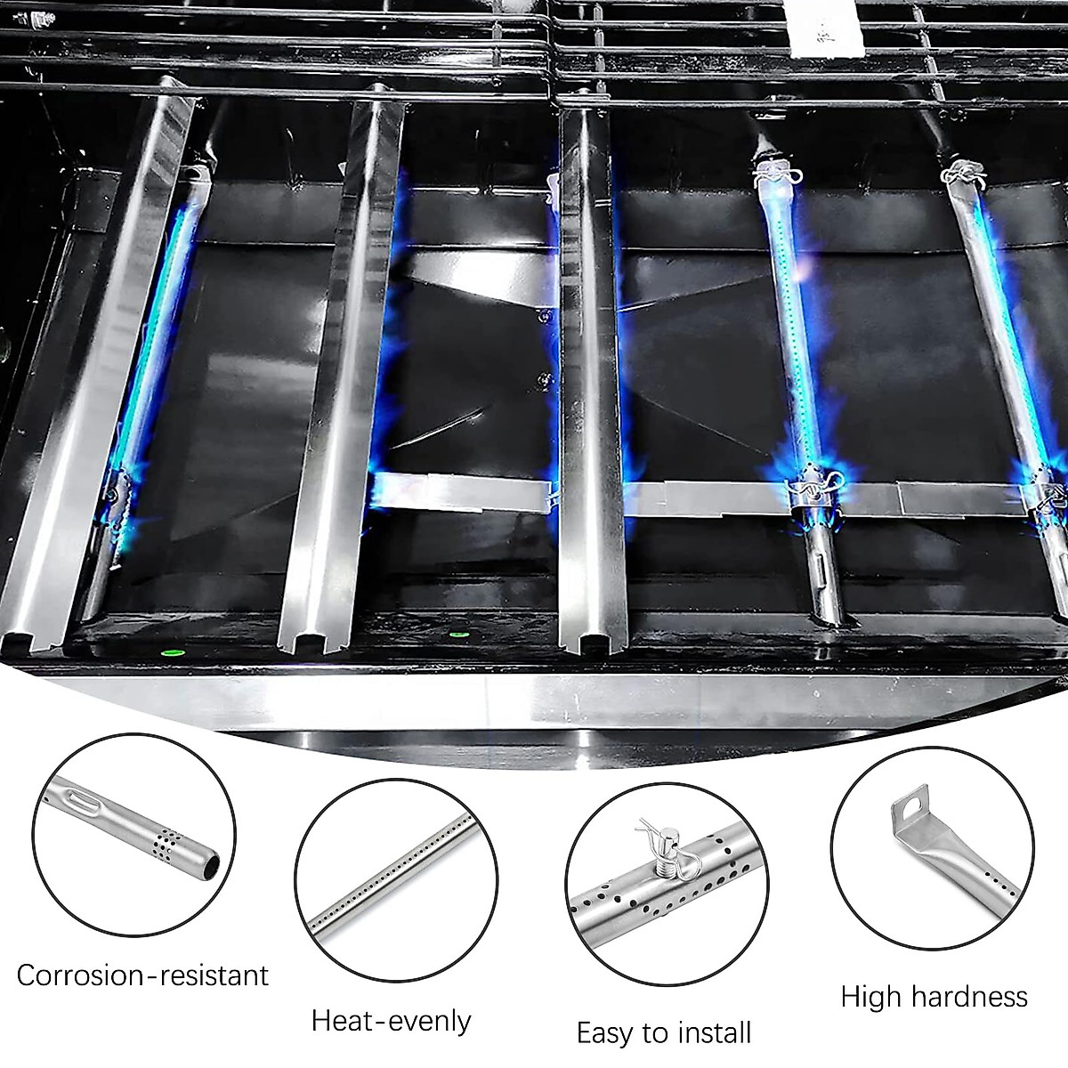 G327-2100-W1 463448021 Grill Burner Replacement for Charbroil Grill Parts 5 Burner 463455021 463449021 463451022 463458021 463459021 463450022 G324-0007-W1 Char-Broil Performance Burner Tube 5Pcs