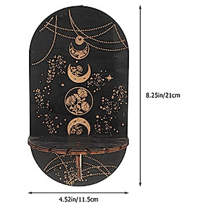 Ipetboom 2pcs Wooden Black Crystal Display Shelf Magical Boho Hand Shelf Witch Wooden Hanging Rustic Crystal Holder Stand Rack for Crystals Stone Essential Oil
