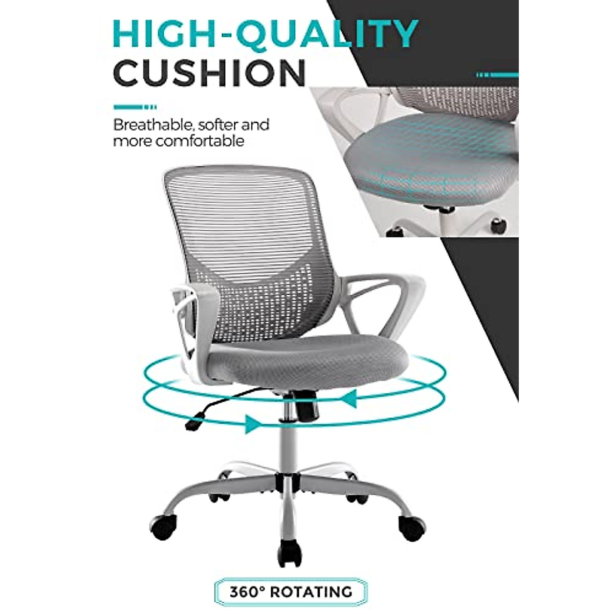 Ergonomic Office Chair Mesh Back Office Desk Chair Computer Chair Mid Back Task Chair for Home Office Gaming