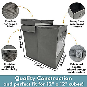 B+P YARNstashr™ 10.5 x 10.5 Yarn Storage Cubes 4-Pack-Cube Organizer Bins with Lid-Sturdy, Reversible and Ideal for Yarn Organization, Crochet Stuff, More! Foldable Fabric Storage Boxes for Crocheters