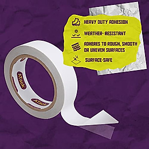 ATack Clear Double-Sided Tape, 2" x 15 Yards, Tear by Hand, Wall Safe Heavy-Duty Double Sides Self Sticky Wall Fabric Tape for Wood Templates, Furniture, Leather, Curtains and Craft