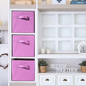 Sorbus 11 Inch Cube Storage Bins Bundle - Pastel Rainbow Set of 8 & Pastel Pink Set of 6 (12 Storage Bins)