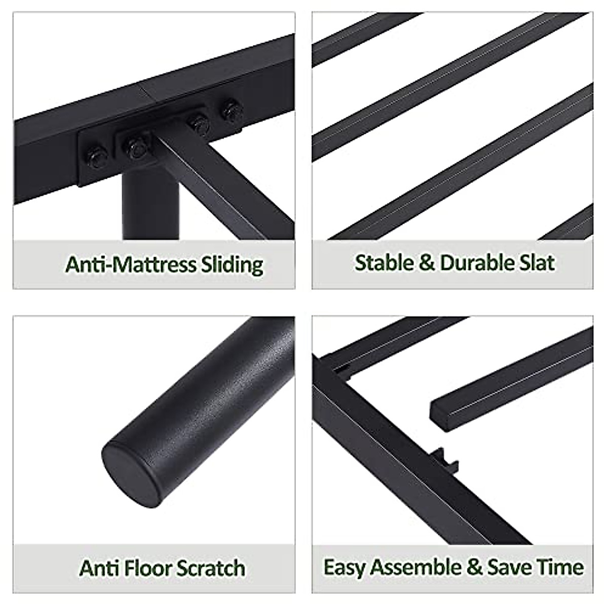 VECELO Queen Metal Platform Bed Frame Mattress Foundation with Iron-Art Headboard and Footboard, No Box Spring Needed, Noise-Free, Easy Assembly, Under Bed Storage