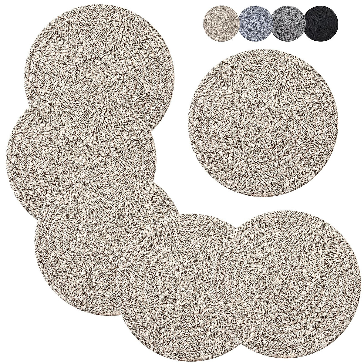 Coga 8" Trivets for Hot Dishes, Hot pots and Pans, 6 Pack Heat Resistant Hot Pads, Pot Holders for Kitchen, Hot Plate Mats for Table and Countertops, Farmhouse Decor Home Kitchen Essentials, Brown