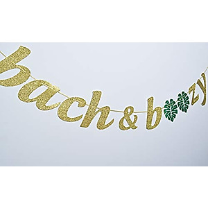 Bach & Boozy Palm Leaf Glitter Gold Banner, Bachelorette Party Banner, Bachelorette Decorations (Gold)