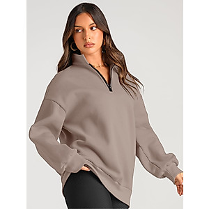Trendy Queen Womens Oversized Half Zip Cropped Pullover Sweatshirts Fleece Jackets Quarter Zip Sweaters Hoodies Fall Clothes Outfits 2024