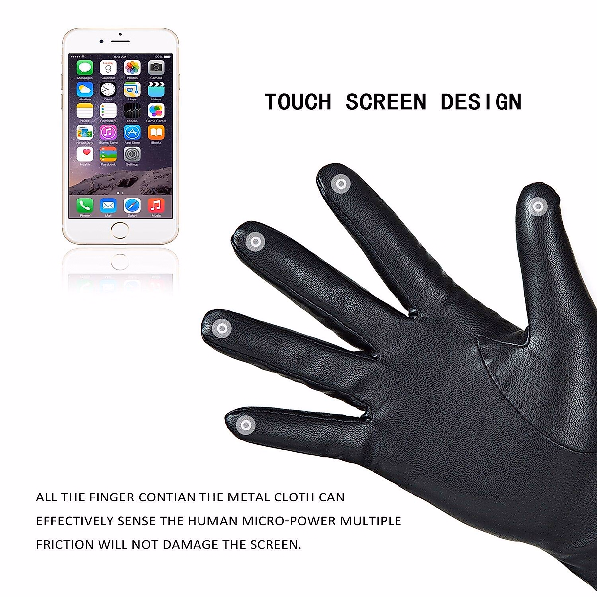 REDESS Winter Leather Gloves for Women, Wool Fleece Lined Warm Gloves, Touchscreen Texting Thick Thermal Snow Driving Gloves