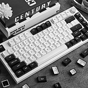 JOLINTAL 150 Keys Minimalist Black and White Keycaps Set, ABS Material CSA Profile Keycaps Double Shot, Black on White Custom Keycaps for Cherry Mx ANSI Layout Mechanical Keyboard