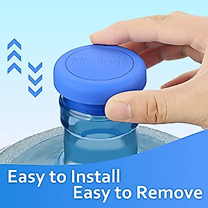 5 Gallon Water Jug Cap, Kingmall 2nd Generation Silicone Reusable Replacement Cap No Spill Top Lid Cover fits 55mm Bottles【Pack of 2, Blue】