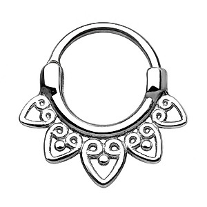 Forbidden Body Jewelry 14g Surgical Steel Tribal Fan Cartilage and Septum Hoop with Click Closure