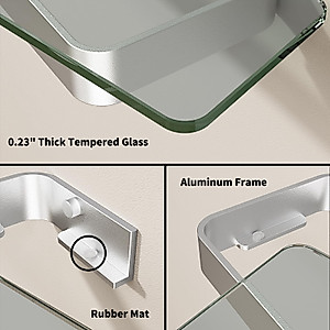 Danpoo Bathroom Wall Shelf, Small Floating Shelf for Bathroom Wall Storage, Glass Bathroom Shelf Organizer Wall Mounted(Silver, 8")