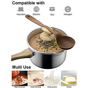 VENTION 2 Quart Stainless Steel Saucepan with Lid, Sauce Pan with Pour Spout, Small Pots for Cooking, Left Hand