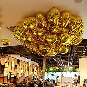 18" Heart Balloons Foil Balloons Mylar Balloons for Party Decorations Party Supplies, 20 Pieces (Gold)