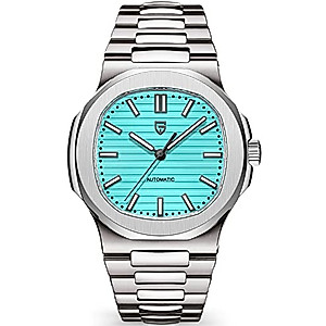LACZ DENTON Pagani Design PD1728 Mens Automatic Watches Full Stainless Steel Waterproof 100M Watches for Men Men Mechanical Wristwatches (Sky Blue)