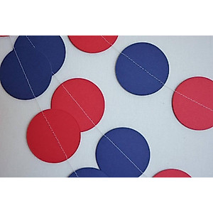 JEYE Red Navy Blue Circle Dots Party Garland Decoration Polka Dots Hanging Streamer Bunting Banner Backdrop Decor for Graduation Birthday National Day Party Supplies, Pack of 2, 26ft/8m in Total