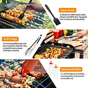 Lambada Griddle Accessories Kit, Flat Top Grill Accessories Set for Blackstone, 14Pcs Grilling Accessories with Enlarged Spatula Kit, Scraper, Basting Cover, for Camp Chef Outdoor BBQ