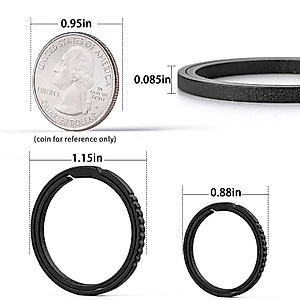 FEGVE Key Rings, Titanium Side Pushing Key Ring Keychain Rings Small Black Split Keyrings for Men (Black-6pcs)