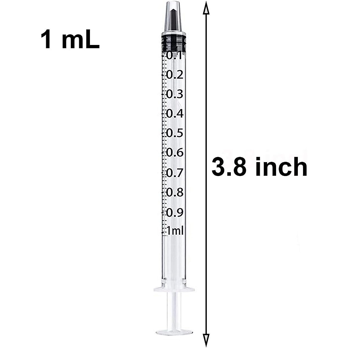 50 Pcs 1ml 1cc Syringe No Needle Plastic Syringe Individually Sealed for Pets Oral, Refilling, Oil or Glue Applicator, Measuring or Transfering Tiny Amount of Liquids, Without Cap