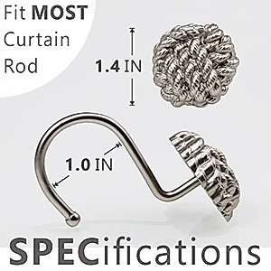 Decorative Shower Curtain Hooks Rings: PopKozzi Rust Proof Matte Nickel Metal Shower Curtain Rings - Boho Nautical Silver Shower Curtain Hangers for Bathroom - Set of 12