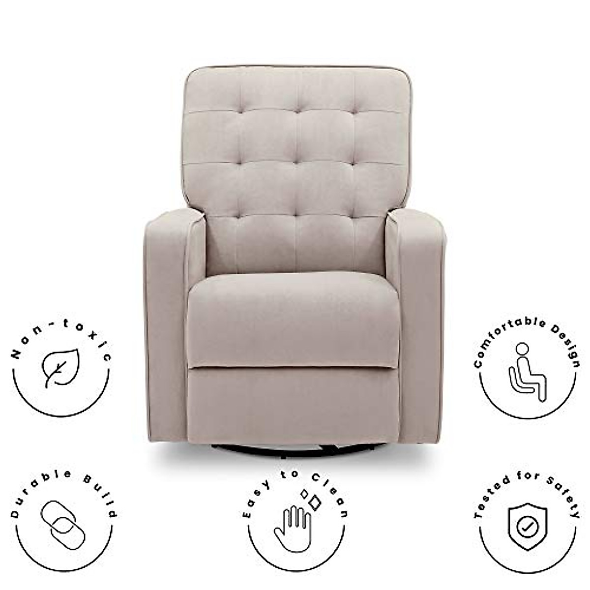 Delta Children Gavin Recliner Glider Swivel Chair Featuring LiveSmart Fabric by Culp - Stain-Resistant, Repels Moisture, Kid & Pet-Friendly Fabric, Linen