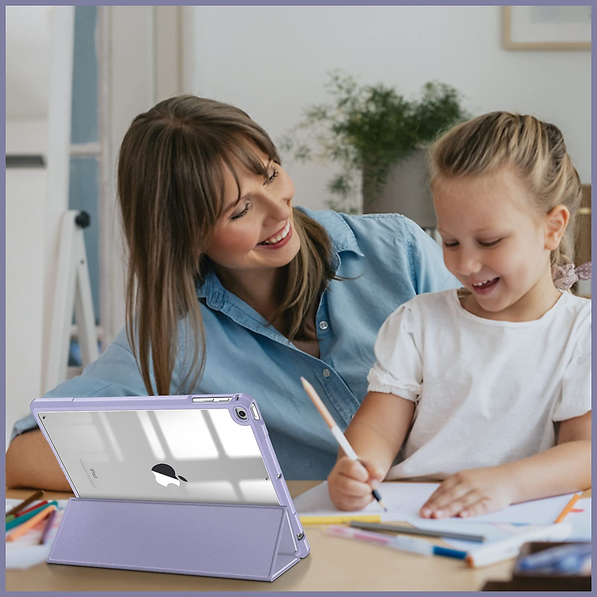 Fintie Hybrid Slim Case for iPad 6th Generation 2018 / 5th Gen 2017 / iPad Air 2 / iPad Air 1 (9.7 Inch) - Shockproof Cover, Lilac Purple