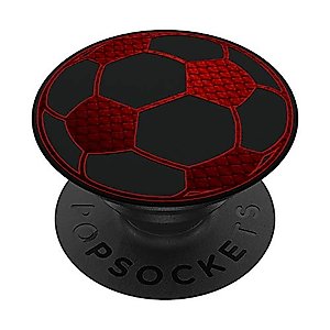 Red Soccer Ball On Black PopSockets Swappable PopGrip