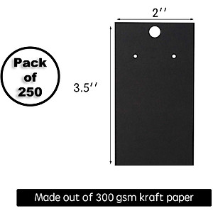 250 Pack Earring Cards - Earring Card Holder - Custom Earring Cards for Earring Display - Hanging Earrings - Bulk Earring Cards - 2 x 3.5 Inches - Black (Pack of 250)