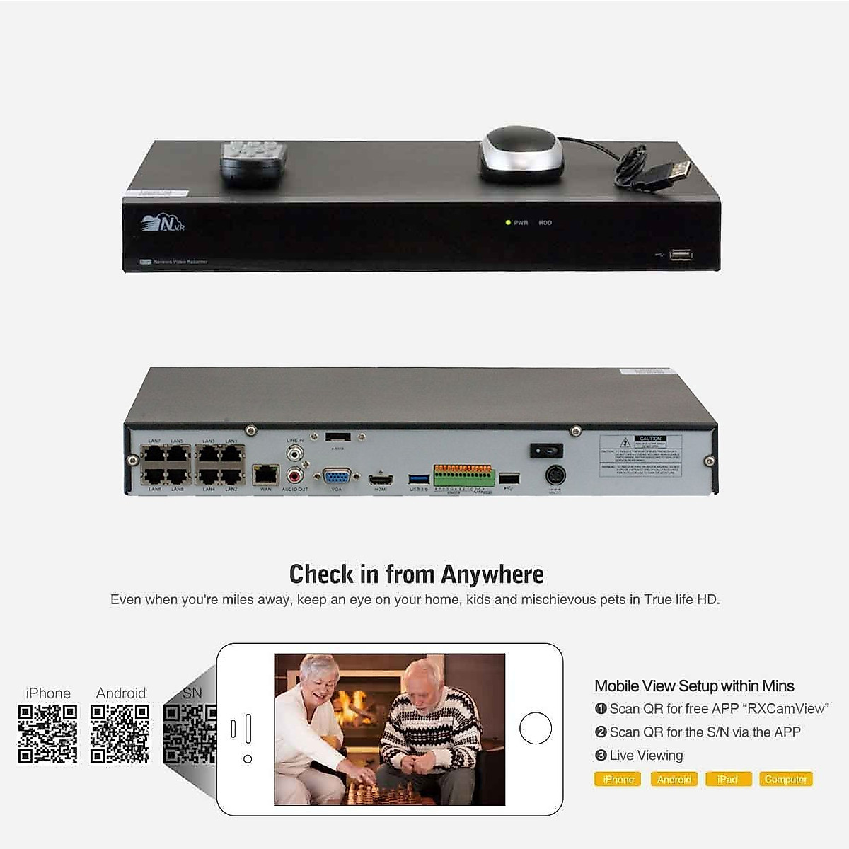 GW Security AutoFocus IP Camera System, 8 Channel H.265 4K NVR, 8 x 5MP HD 1920P Dome POE Security Camera 4X Optical Motorized Zoom Outdoor Indoor, AI Human Detection