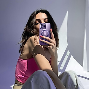 Antlia Magnetic Case for iPhone 14 Pro Max Case, Clear [Camera Protection] [Compatible with MagSafe], Slim Shiny Women Girls Phone Case (6.7"), Purple