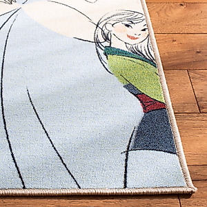 SAFAVIEH Disney Princess Collection Machine Washable Slip Resistant 5' x 7' Ivory/Pink Assurance Kids Bedroom Nursery Playroom Area Rug