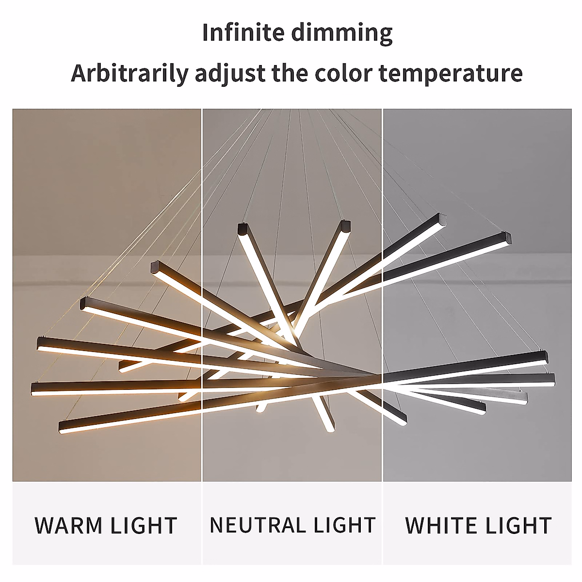 JAYMP Modern LED Chandeliers Dimmable Pendant Light Fixture for High Ceiling Living Room Dining Room Staircase Restaurant Sputnik Floating Sculptural Art Hanging Lamp