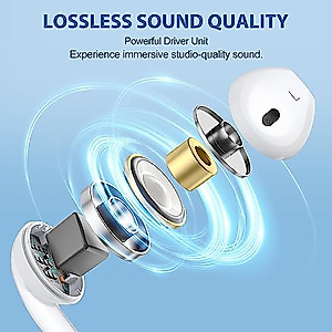 Aolcev USB C Wired Headphones, Type C Earphones with Mic, Type C Earbuds Compatible with Most USB C Devices, Earbuds for Samsung Galaxy Z Flip 5/4 Z Fold 5/4 S23 Ultra/S22, Earbuds, White