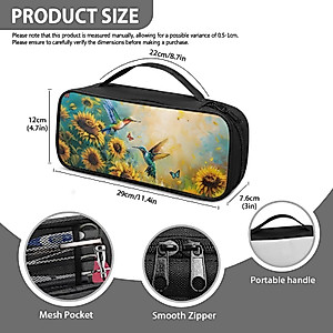 Sepetwhos Hummingbirs Sunflower Stethoscope Case Lightweight Protective Stethoscope Case with Mesh Pockets Shockproof Hard Organizer Storage Bag Medical Assistant Accessories