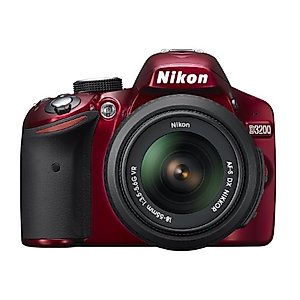 Nikon D3200 24.2 MP CMOS Digital SLR with 18-55mm f/3.5-5.6 AF-S DX VR NIKKOR Zoom Lens (Red)