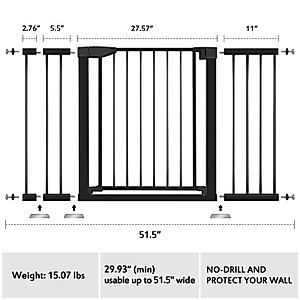 SYCYH Baby Gate for Stairs and Doorways 29.93" to 51.5" Extra Wide Safety Baby Gate with Door, Auto-Close Safety Pet Dog Gates for The House