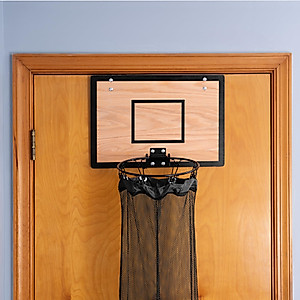 Wooden Basketball Hamper – Basketball Hoop Laundry Basket Over the Door – Basketball Room Decor