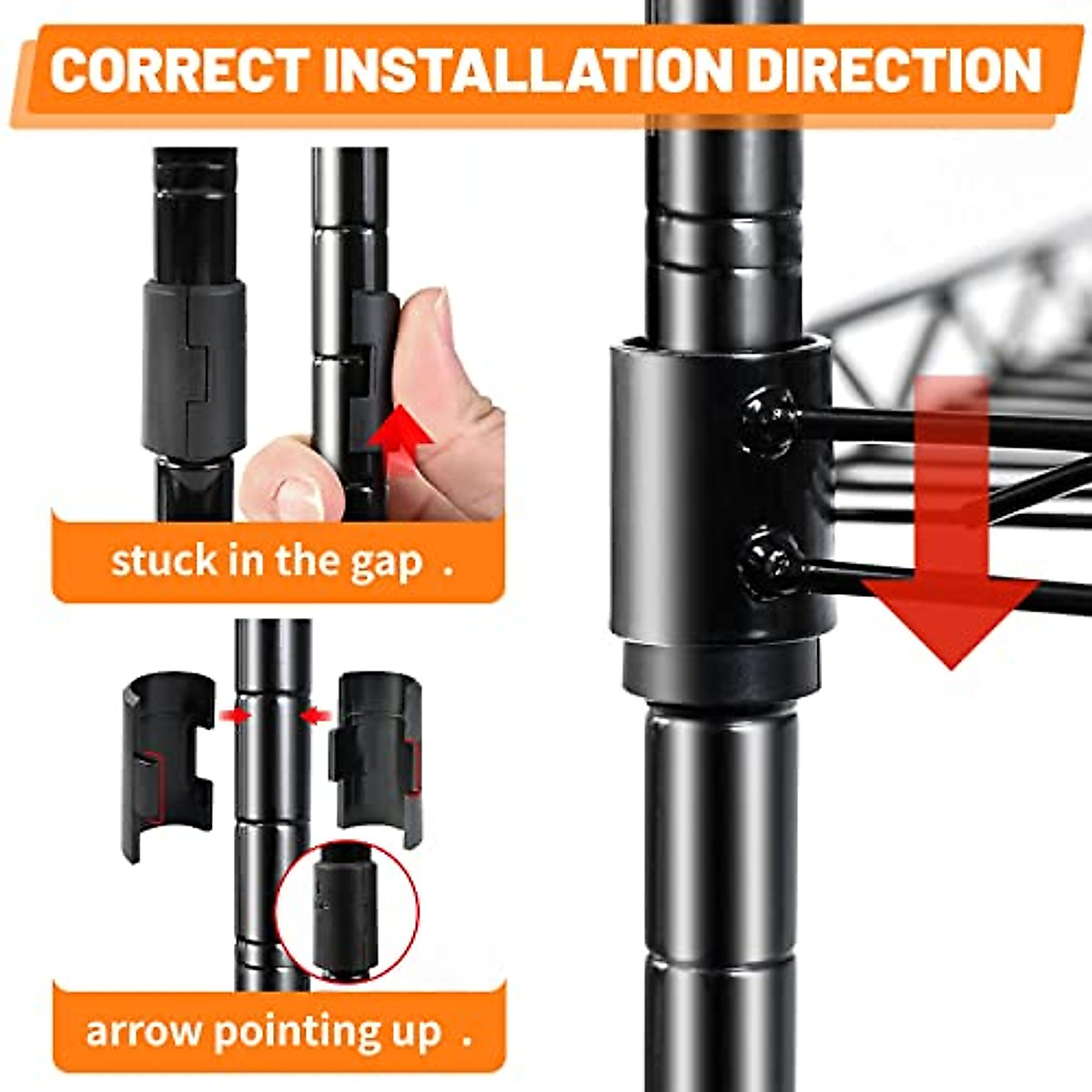 Mogusier 2Pcs Wire Shelving Rack Adjustable 5-Tire Metal Shelf Storage Rack 23.6 x14x59 in Kitchen Bathroom Steel Storage Organizers