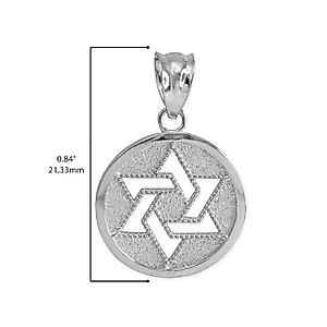 .925 Sterling Silver Jewish Six Pointed Star of David Magen Judaica Hexagram Round Medal Pendant - Pendant Only