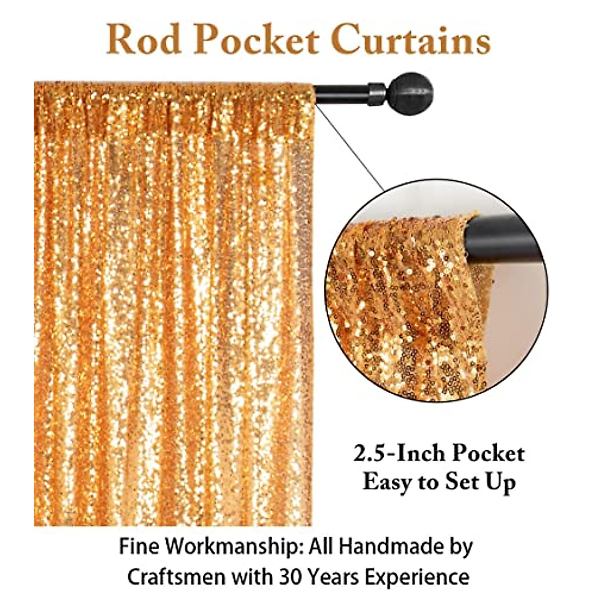 Gold Shimmer Sequin Fabric Photography Backdrop (20FTX10FT)