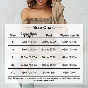 Women’s Casual Top Long Sleeve Neck Smocked Ruffle Hem Slim Babydoll Blouse Shirt Tunics Khaki