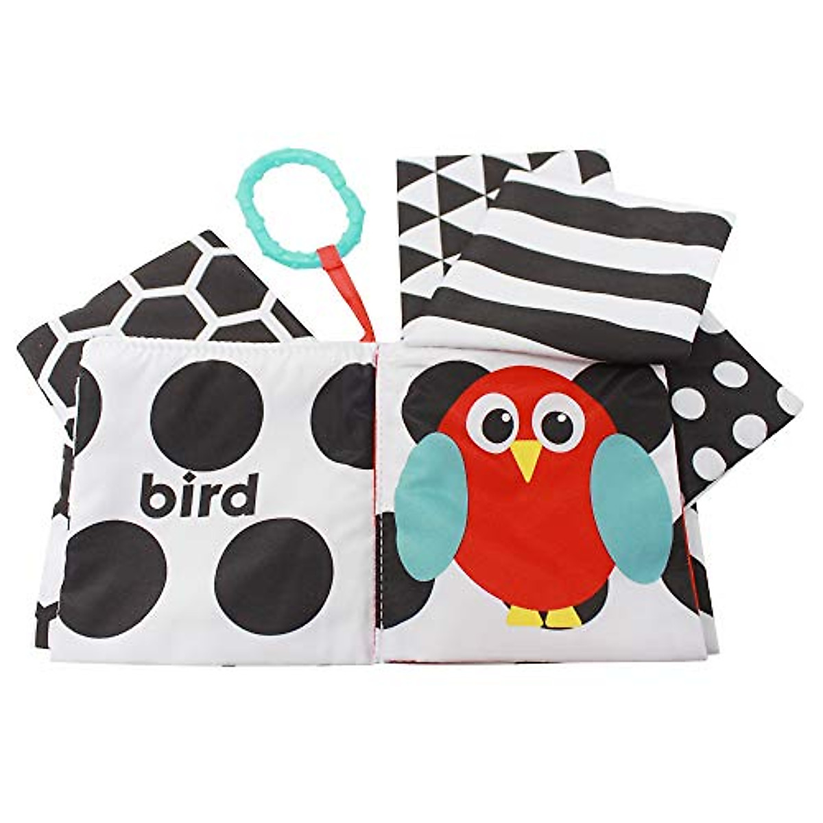 Sassy Peek-a-Boo Activity Book with Attachable Link for On-The-Go Travel | Black & White | for Ages Newborn and Up