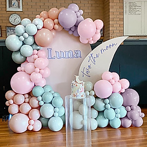 DIY 108Pcs Double-Stuffed Balloon Garland Arch Kit - Decorating Strip Kit for Garland Double Layer Baby Pink Apricot Dusty Blue Purple Balloons Set for Wedding Birthday Baby Shower Party Decoration…