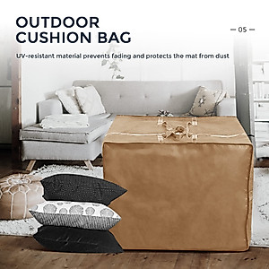 boyspringg Outdoor Cushion Storage Bag, 420D Waterproof Fabric, Outdoor Cushion Storage, 32'' x 32'' x 24'', Patio Cushion Storage Bag for Outdoor Furniture,Cushion,Pillow etc.（Brown）