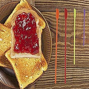 Mini Spatula Silicone Small for Makeup Spatula- Thin Jar Spatula ，for Thin Jar/Kitchen Bottles/Cosmetic Bottles 4Pack (Multicolor)