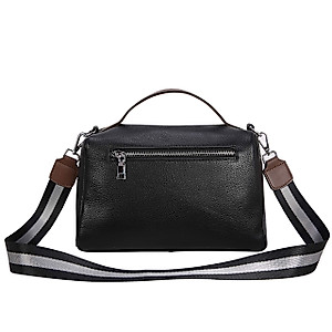 Iswee Fashion Women Tote Handbag Satchel Shoulder Bag Cross Body Shopping Bags Ladies Purse Genuine Leather (Black)